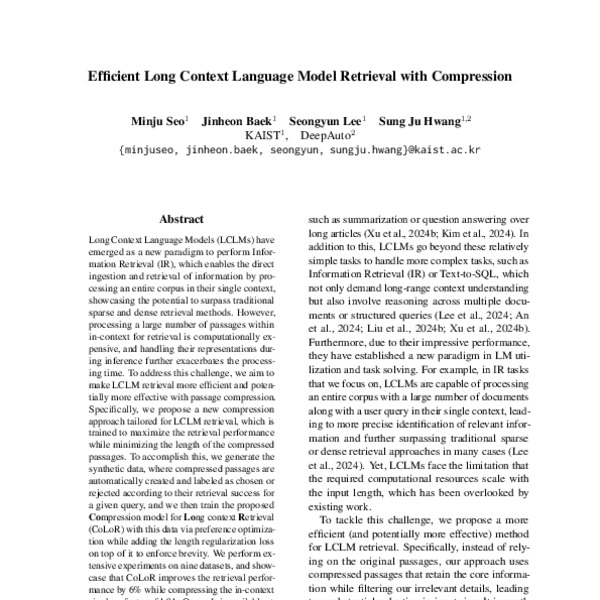 Efficient Long Context Language Model Retrieval with Compression - ACL Anthology