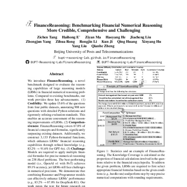 FinanceReasoning: Benchmarking Financial Numerical Reasoning More Credible, Comprehensive and ...