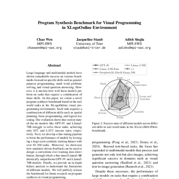Program Synthesis Benchmark for Visual Programming in XLogoOnline ...