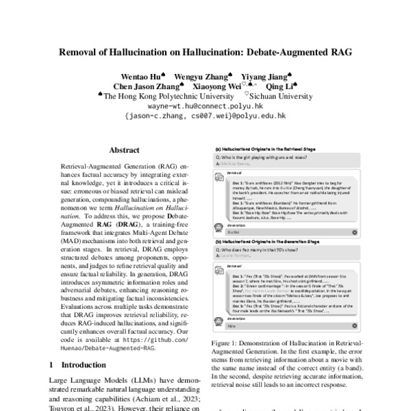 Removal of Hallucination on Hallucination: Debate-Augmented RAG - ACL ...