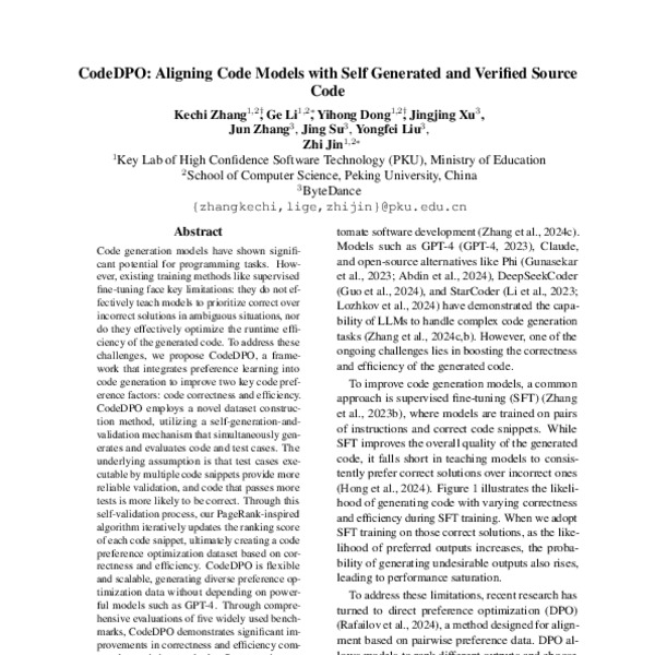 CodeDPO: Aligning Code Models with Self Generated and Verified Source Code - ACL Anthology