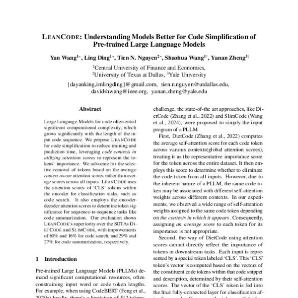 LEANCODE: Understanding Models Better for Code Simplification of Pre-trained Large Language ...