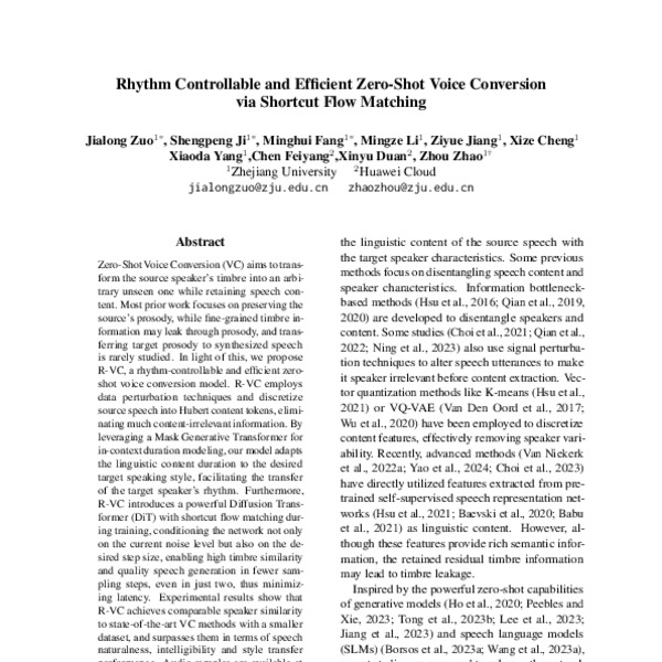 Rhythm Controllable and Efficient Zero-Shot Voice Conversion via ...