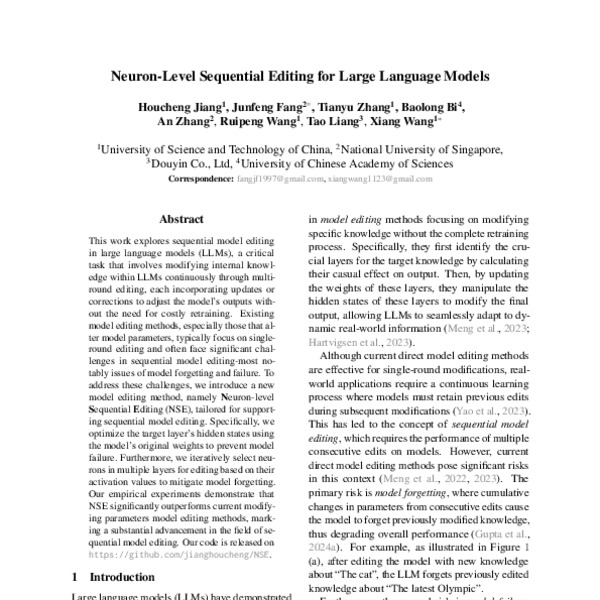 Neuron-Level Sequential Editing for Large Language Models - ACL Anthology