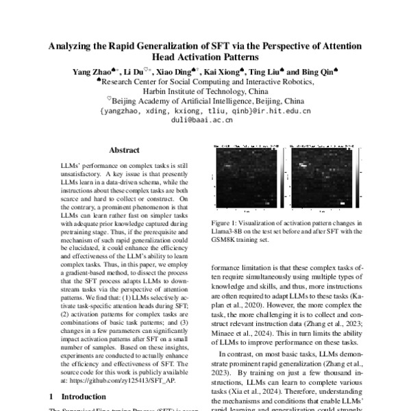 Analyzing the Rapid Generalization of SFT via the Perspective of Attention Head Activation ...
