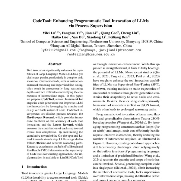 CodeTool: Enhancing Programmatic Tool Invocation of LLMs via Process ...