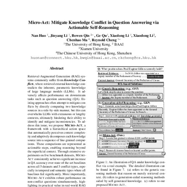 Micro-Act: Mitigate Knowledge Conflict in Question Answering via Actionable Self-Reasoning - ACL ...