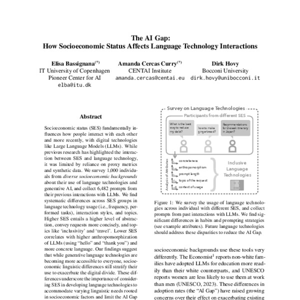The AI Gap: How Socioeconomic Status Affects Language Technology ...