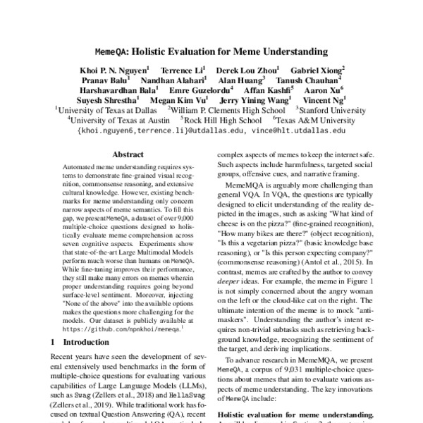 MemeQA: Holistic Evaluation for Meme Understanding - ACL Anthology