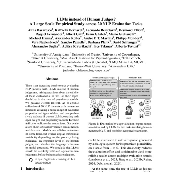 LLMs instead of Human Judges? A Large Scale Empirical Study across 20 NLP Evaluation Tasks - ACL ...