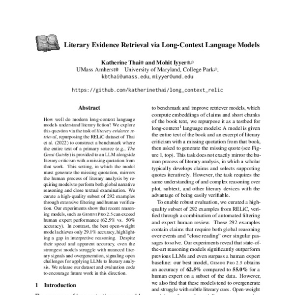 Literary Evidence Retrieval via Long-Context Language Models - ACL Anthology