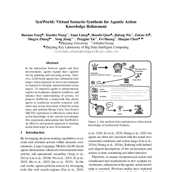 SynWorld: Virtual Scenario Synthesis for Agentic Action Knowledge Refinement - ACL Anthology