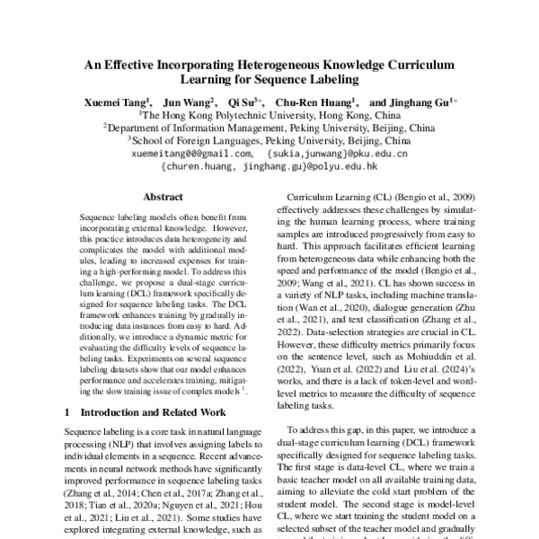 An Effective Incorporating Heterogeneous Knowledge Curriculum Learning for Sequence Labeling ...
