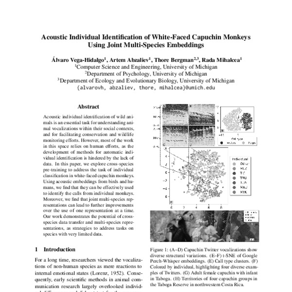 Acoustic Individual Identification of White-Faced Capuchin Monkeys ...