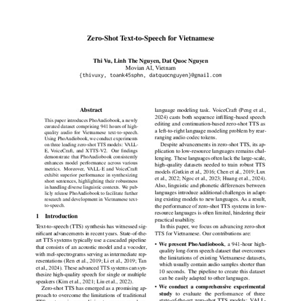 Zero-Shot Text-to-Speech for Vietnamese - ACL Anthology