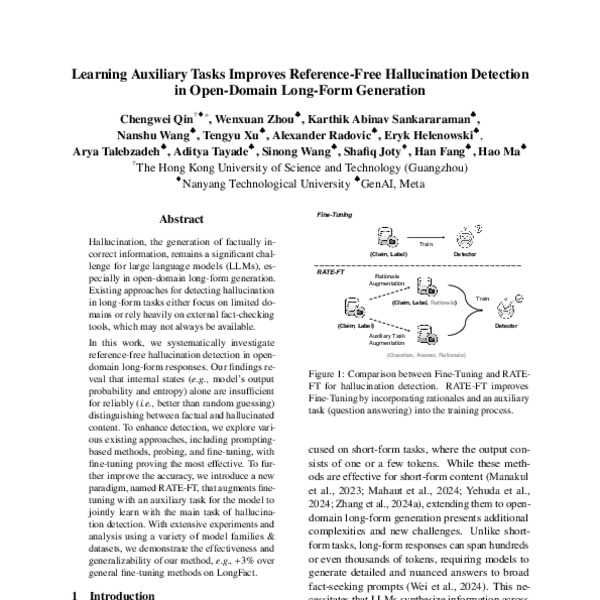 Learning Auxiliary Tasks Improves Reference-Free Hallucination Detection in Open-Domain Long ...