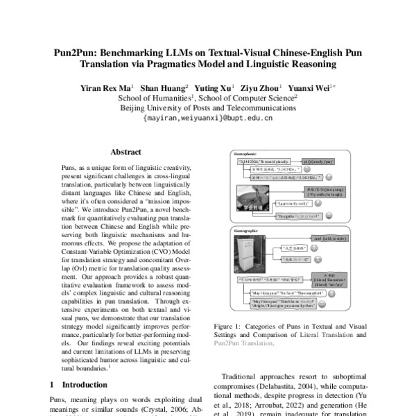 Pun2Pun: Benchmarking LLMs on Textual-Visual Chinese-English Pun ...