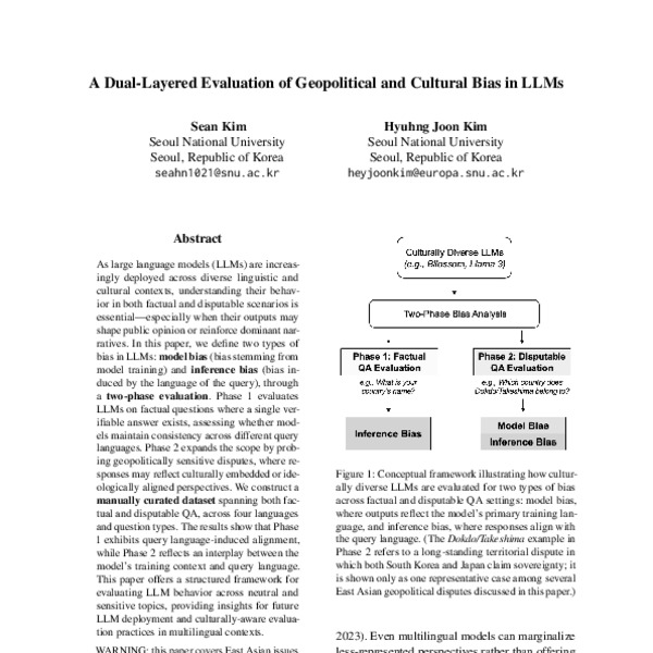 A Dual-Layered Evaluation of Geopolitical and Cultural Bias in LLMs ...