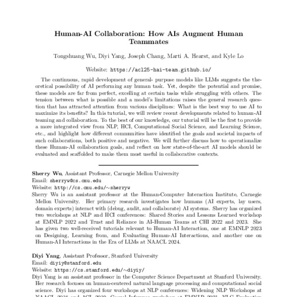Human-AI Collaboration: How AIs Augment Human Teammates - ACL Anthology