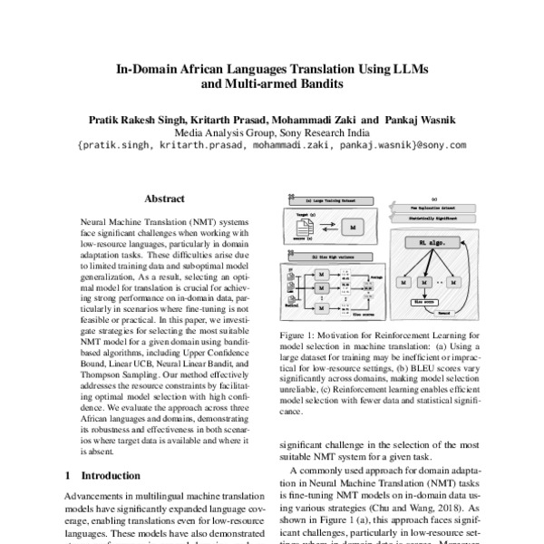 In-Domain African Languages Translation Using LLMs and Multi-armed ...