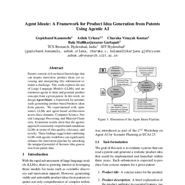 Agent Ideate: A Framework for Product Idea Generation from Patents Using Agentic AI - ACL Anthology