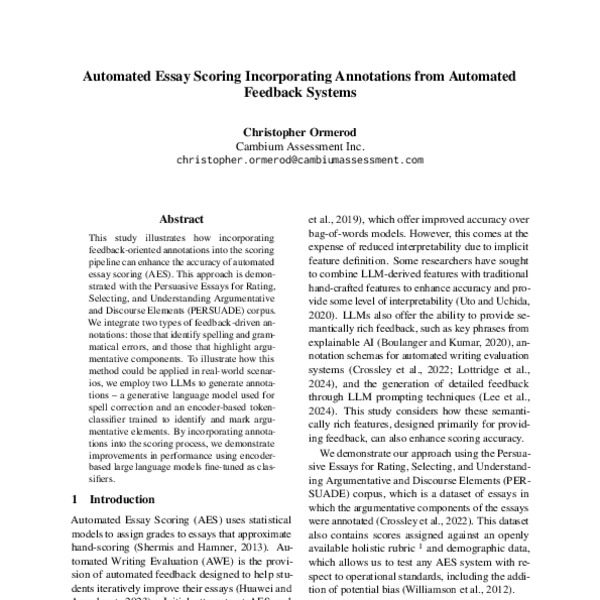 Automated Essay Scoring Incorporating Annotations from Automated ...