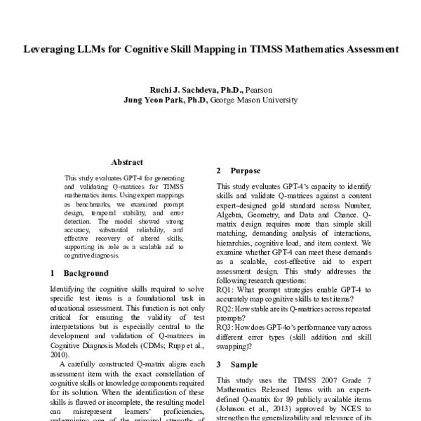 Leveraging LLMs for Cognitive Skill Mapping in TIMSS Mathematics ...