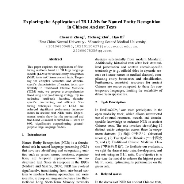 Exploring the Application of 7B LLMs for Named Entity Recognition in Chinese Ancient Texts - ACL ...