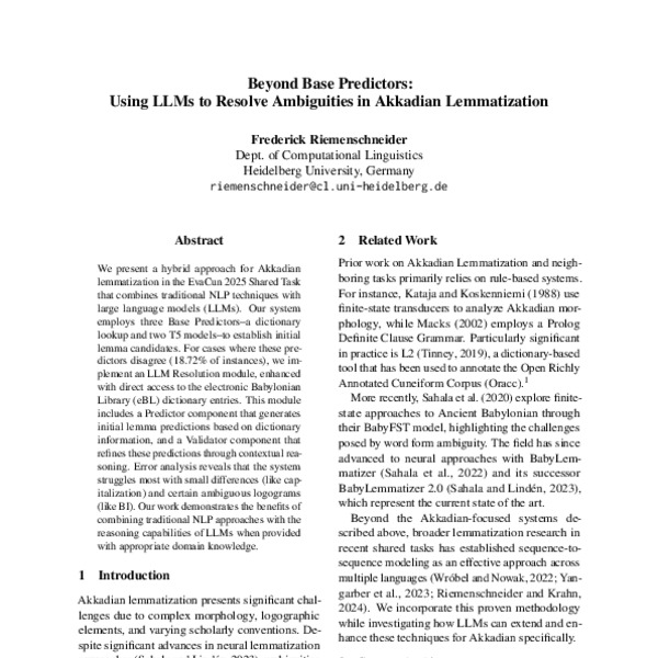 Beyond Base Predictors: Using LLMs to Resolve Ambiguities in Akkadian Lemmatization - ACL Anthology