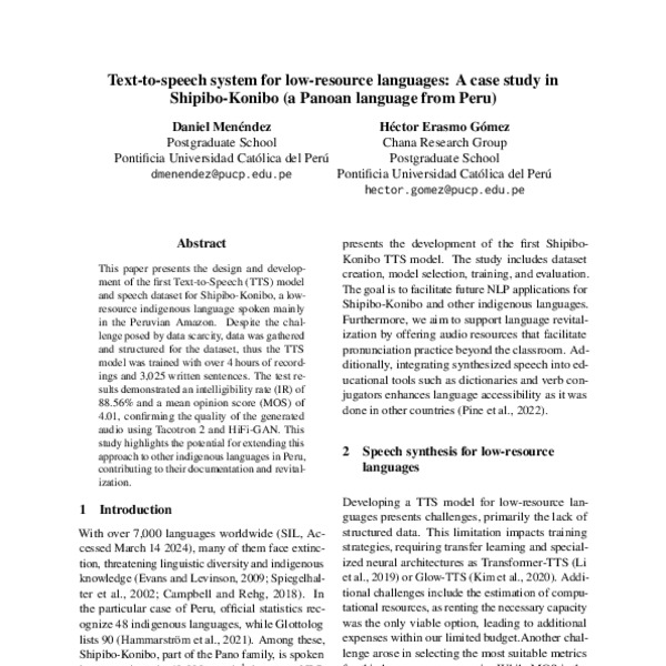 Text-to-speech system for low-resource languages: A case study in ...