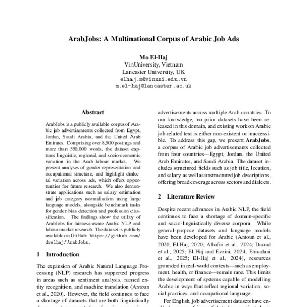 ArabJobs: A Multinational Corpus of Arabic Job Ads - ACL Anthology