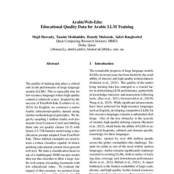 ArabicWeb-Edu: Educational Quality Data for Arabic LLM Training - ACL ...