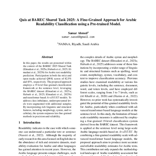Qais at BAREC Shared Task 2025: A Fine-Grained Approach for Arabic ...