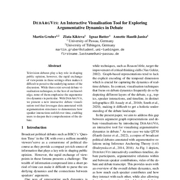 DebArgVis: An Interactive Visualisation Tool for Exploring ...