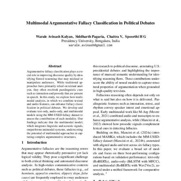 Multimodal Argumentative Fallacy Classification in Political Debates ...