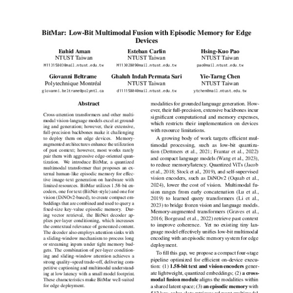BitMar: Low-Bit Multimodal Fusion with Episodic Memory for Edge Devices ...