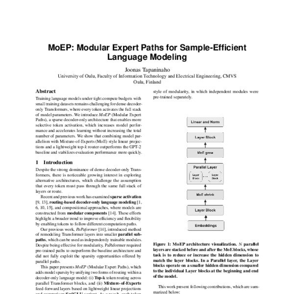 MoEP: Modular Expert Paths for Sample-Efficient Language Modeling - ACL ...
