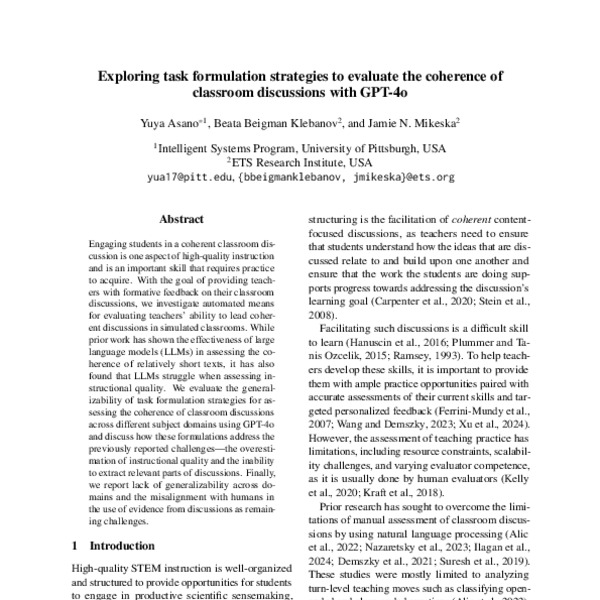 Exploring task formulation strategies to evaluate the coherence of ...