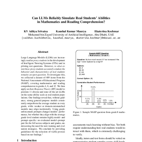 Can LLMs Reliably Simulate Real Students’ Abilities in Mathematics and ...