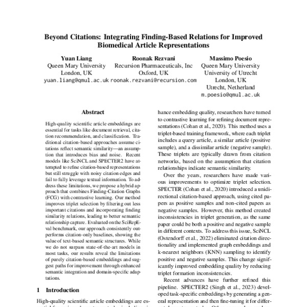 Beyond Citations: Integrating Finding-Based Relations for Improved Biomedical Article ...