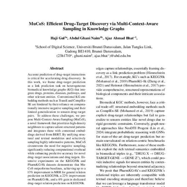 MuCoS: Efficient Drug–Target Discovery via Multi-Context-Aware Sampling in Knowledge Graphs ...