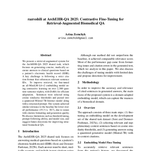 razreshili at ArchEHR-QA 2025: Contrastive Fine-Tuning for Retrieval ...