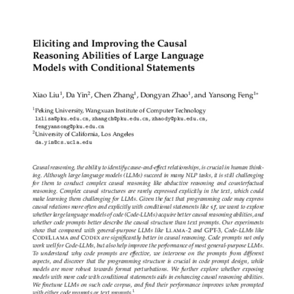 Eliciting and Improving the Causal Reasoning Abilities of Large ...