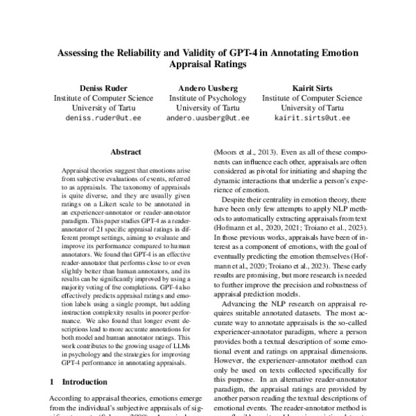 Assessing the Reliability and Validity of GPT-4 in Annotating Emotion ...