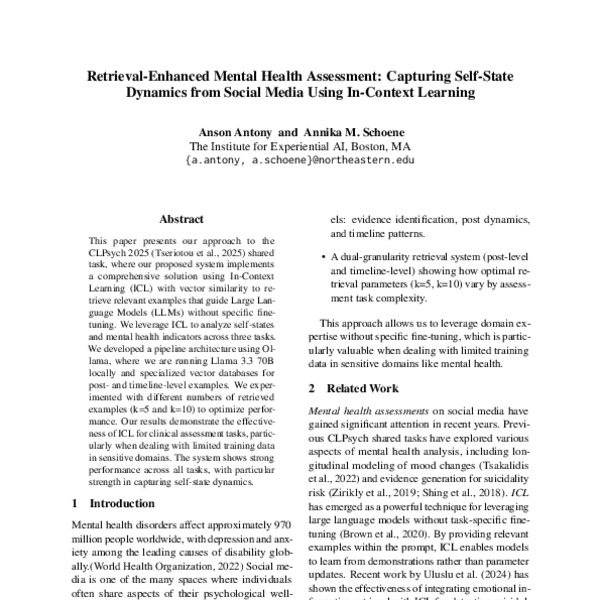 Retrieval-Enhanced Mental Health Assessment: Capturing Self-State Dynamics from Social Media ...