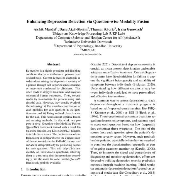 Enhancing Depression Detection via Question-wise Modality Fusion - ACL Anthology