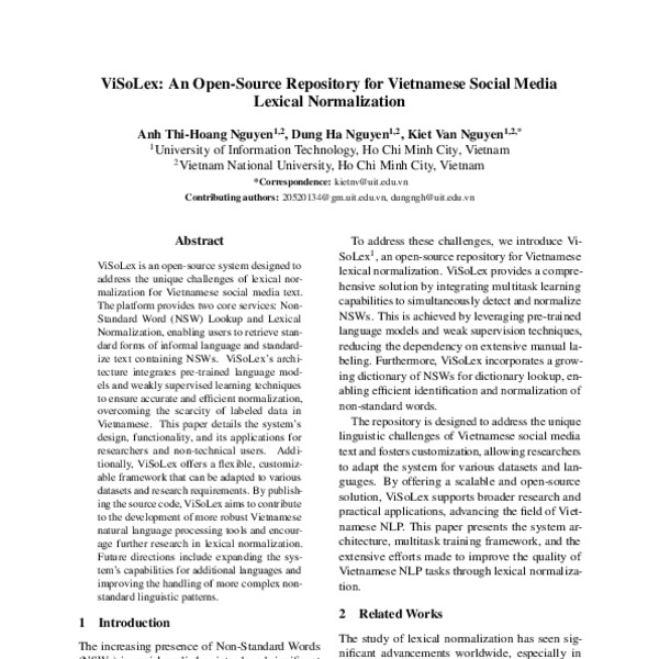 ViSoLex: An Open-Source Repository for Vietnamese Social Media Lexical ...