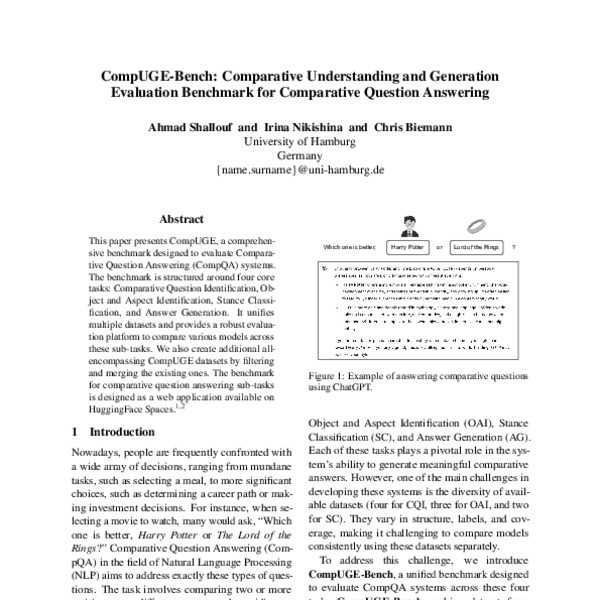 CompUGE-Bench: Comparative Understanding and Generation Evaluation Benchmark for Comparative ...