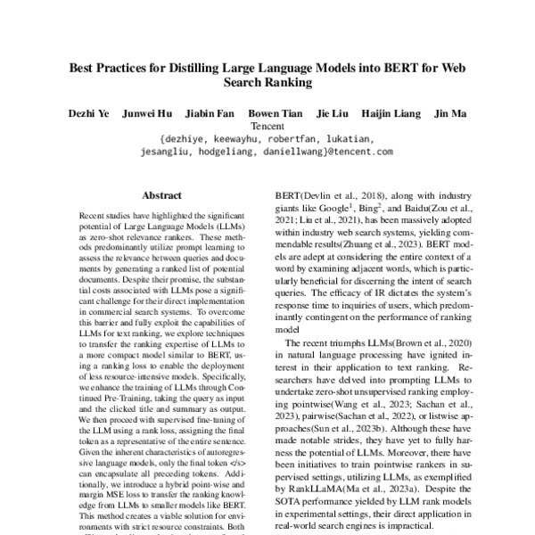Best Practices for Distilling Large Language Models into BERT for Web Search Ranking - ACL Anthology