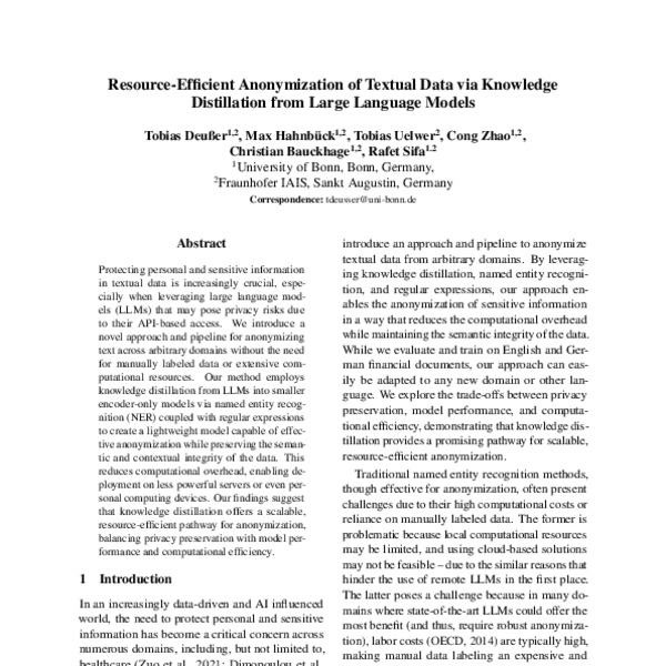 Resource-Efficient Anonymization of Textual Data via Knowledge Distillation from Large Language ...